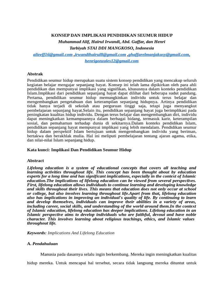Artikel Implikasi Dan Pendidikan Seumur Hidup | PDF