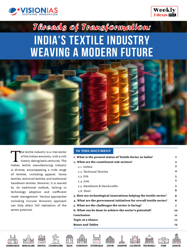 VisionIAS Weekly Focus June 2024 Threads of Transformation Indias Textile Industry Weaving A ...
