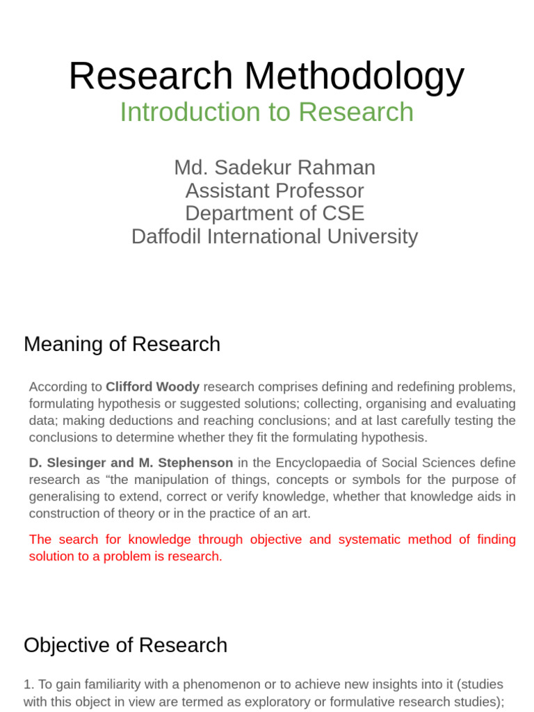 Research Methodology - Lecture 1 | PDF