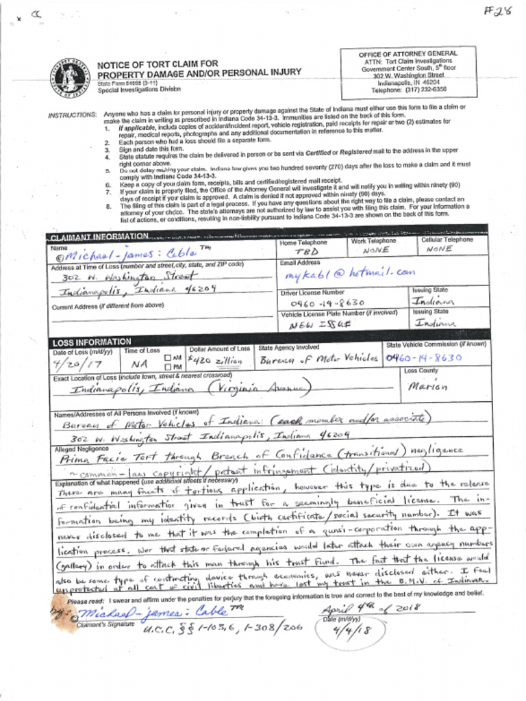 Bureau of Motor Vehicles - Tort Claim 4-04-2018 | PDF