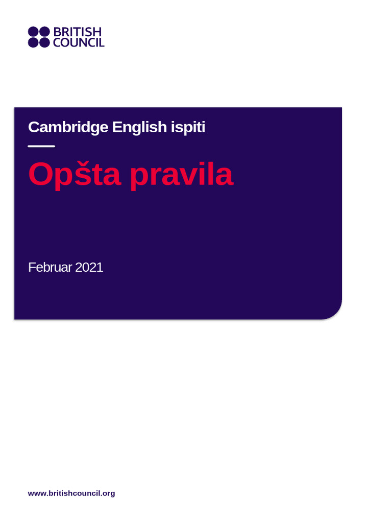 Cambridge English Ispiti - Opsta Pravila | PDF