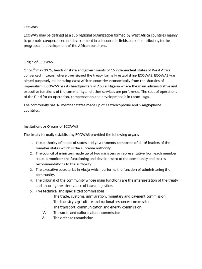 ECOWAS | PDF