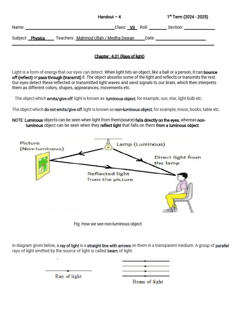 VII Physics Handout 4 | PDF