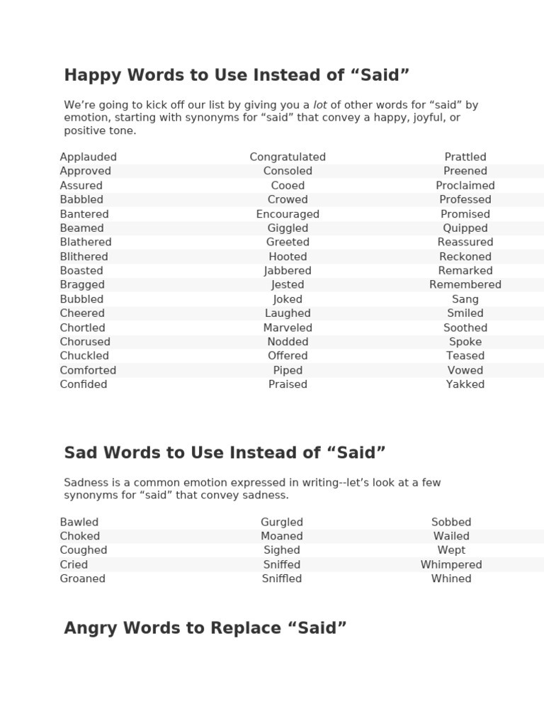 Alternatives For Said | PDF