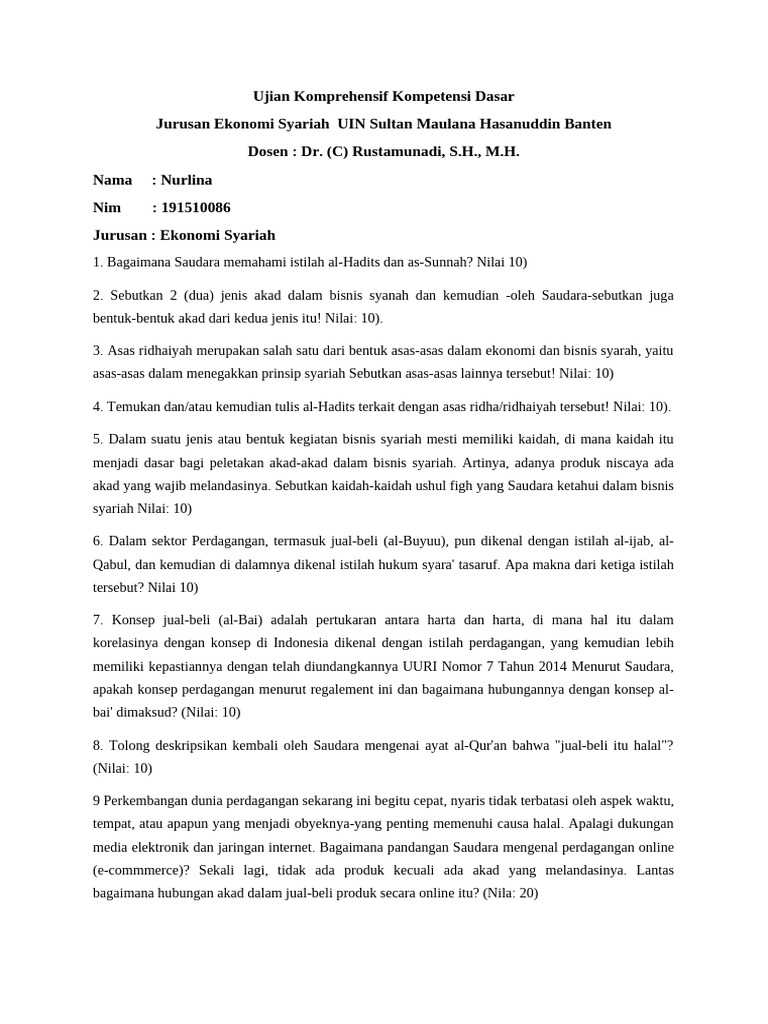 Ujian Komprehensif | PDF