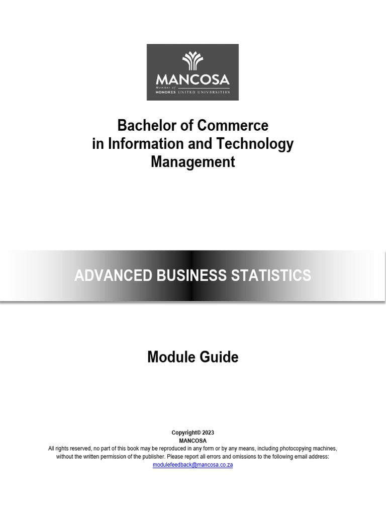 BCOM ITM - Advanced Business Statistics | PDF