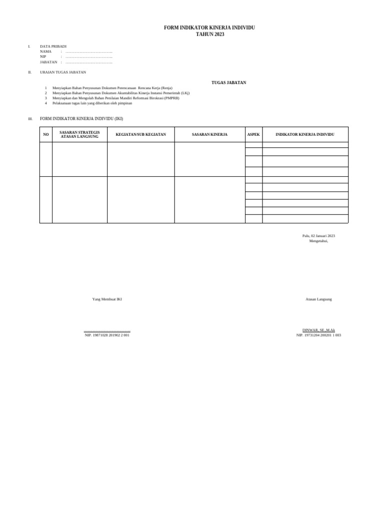 Contoh format IKI | PDF