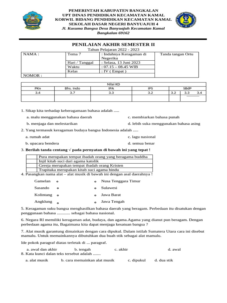 KELAS 4 TEMA 7 | PDF
