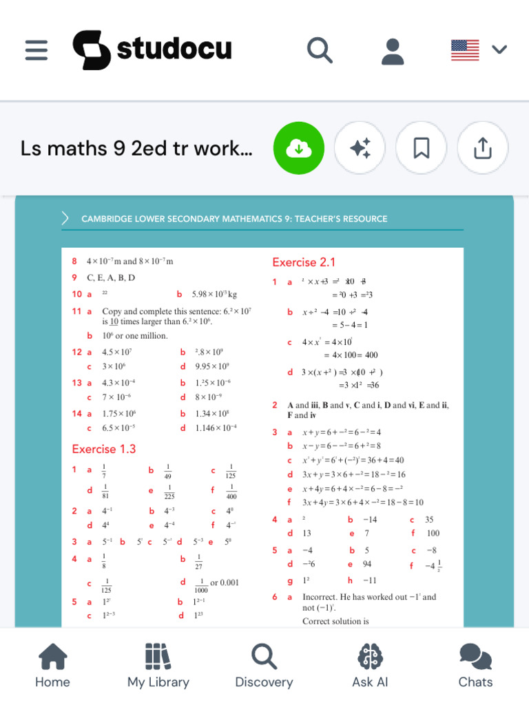 Ls Maths 9 2ed TR Workbook Answers - Workbook Answers Exercise 1. 1 ...