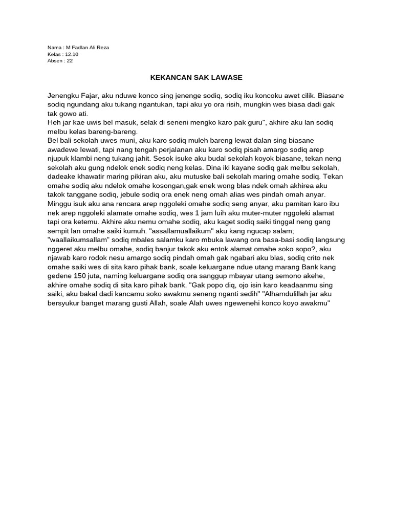 Cerkak Kekancan Sak Lawase | PDF