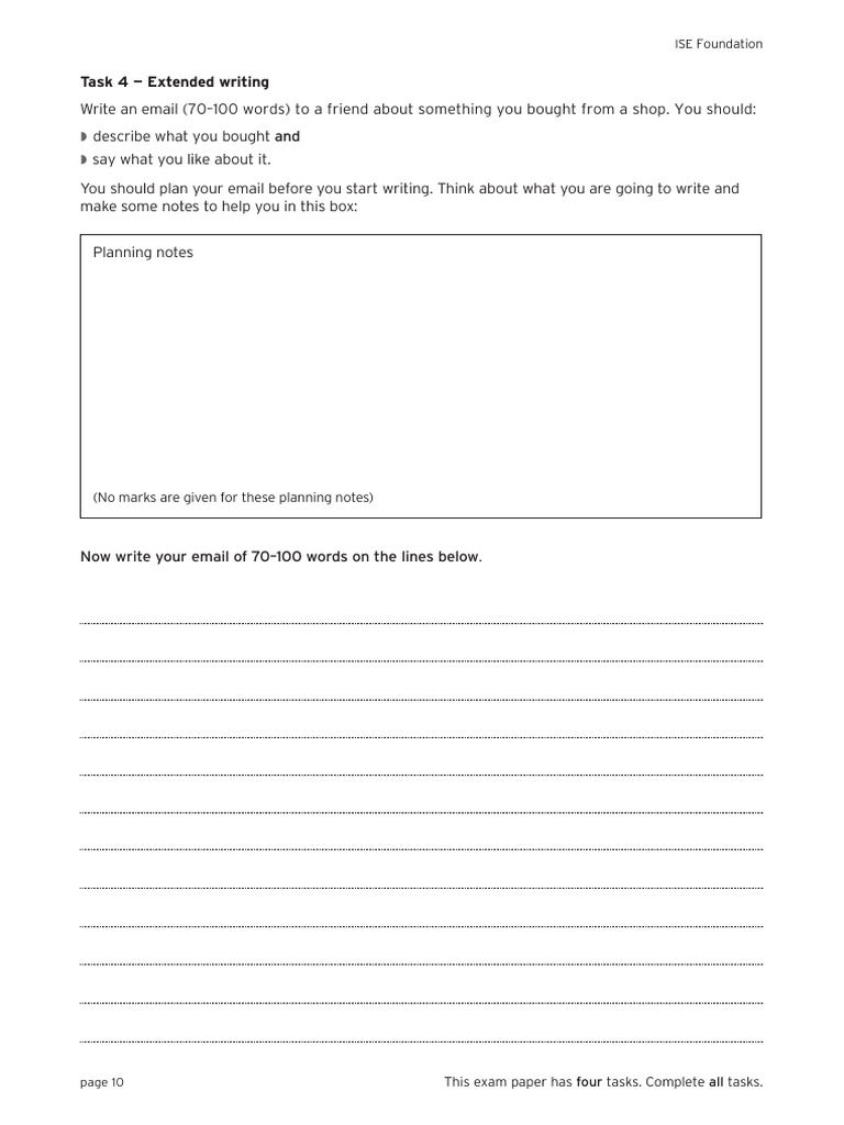 ISE Foundation Sample Paper 4 (With Answers) - 10 | PDF