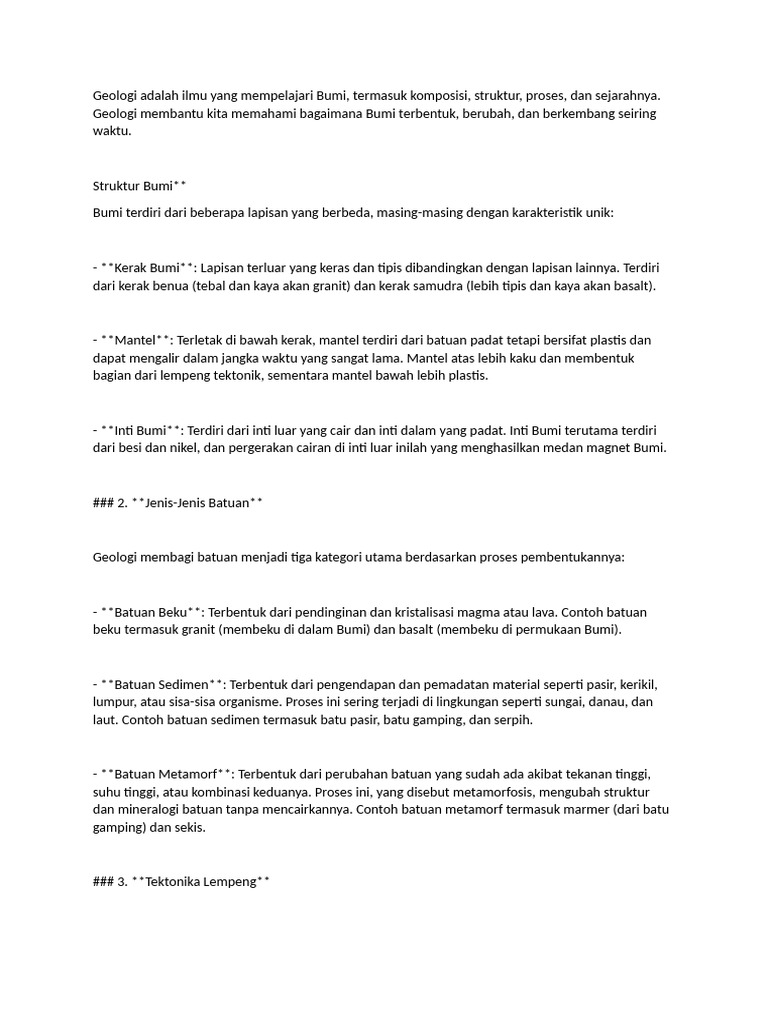 Geologi Adalah Ilmu Yang Mempelajari Bumi | PDF