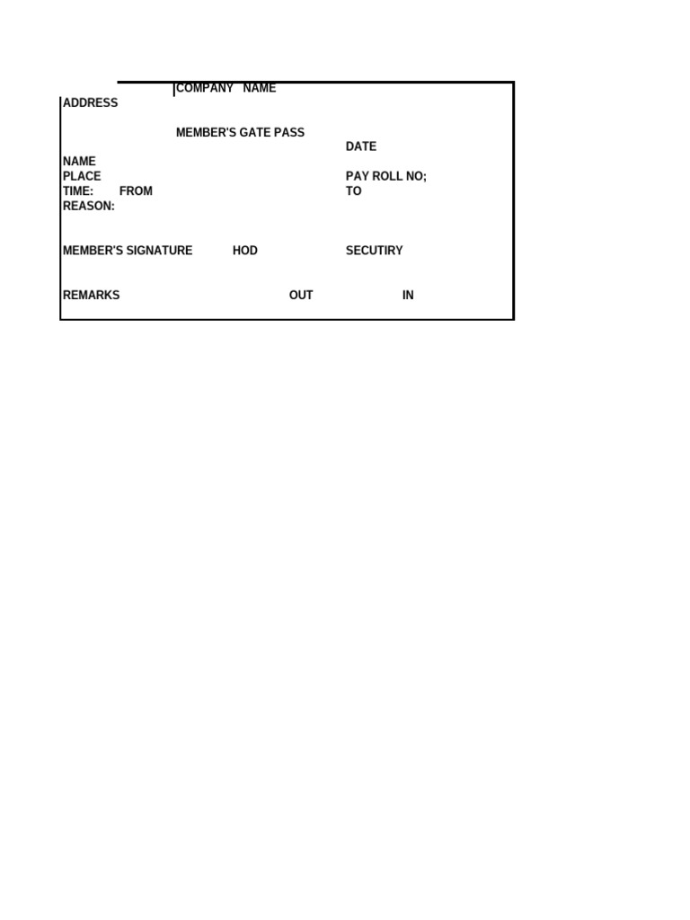 Gatepass Formate | PDF