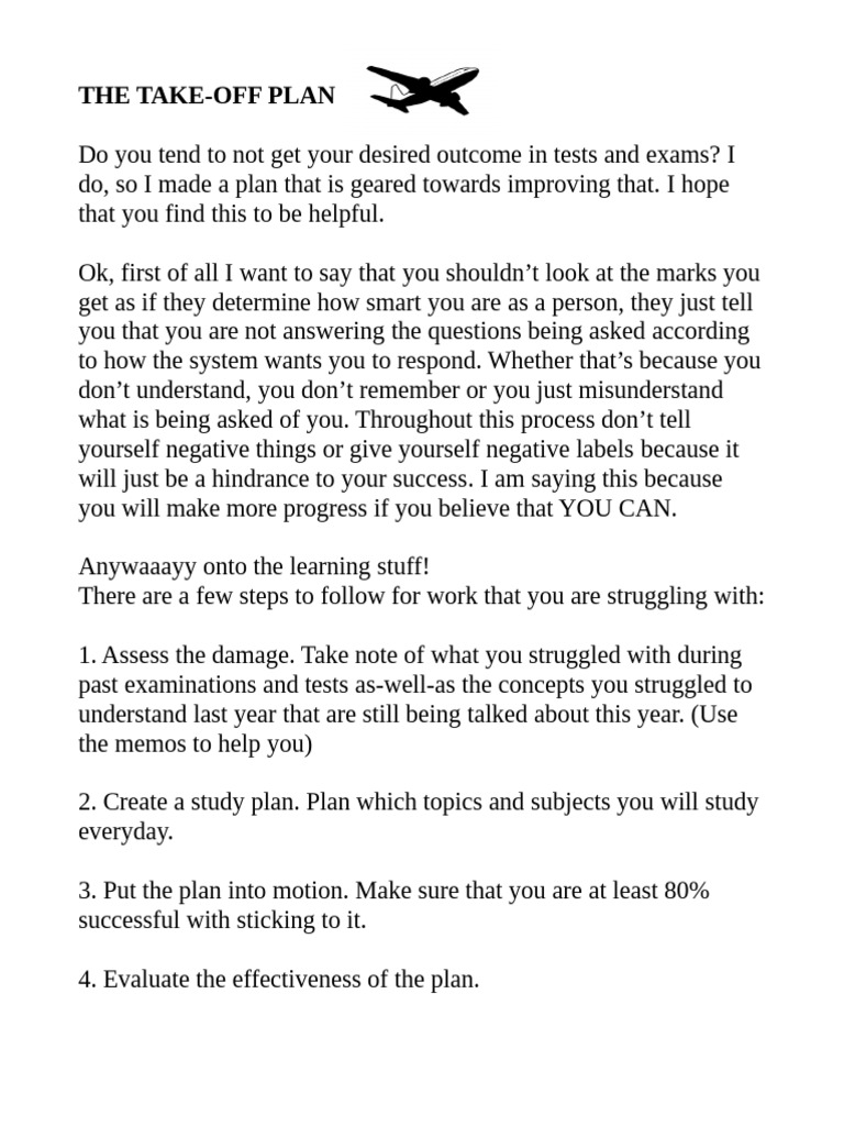 The Take-Off Plan - Study Tips | PDF