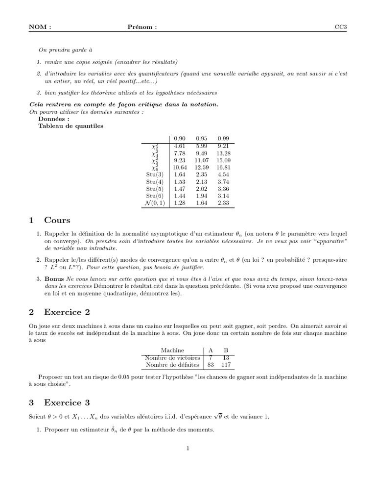 Sujet Interro 3 L3 | PDF