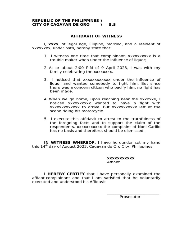 Affidavit of Witness | PDF