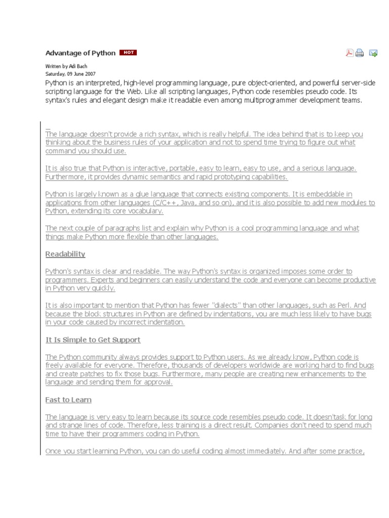 Advantage of Python | PDF | Python (Programming Language) | Modular ...