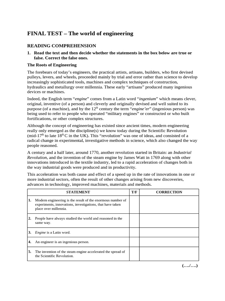 Mechanics Test Bes Final Sect1 | PDF