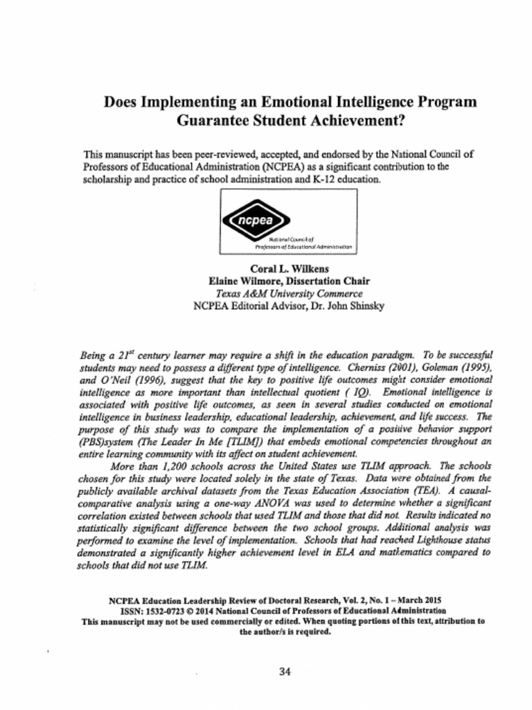 Does Implementing An Emotional Intelligence Program... | PDF