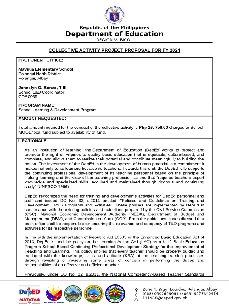 Maysua ES GAD Proposal | PDF