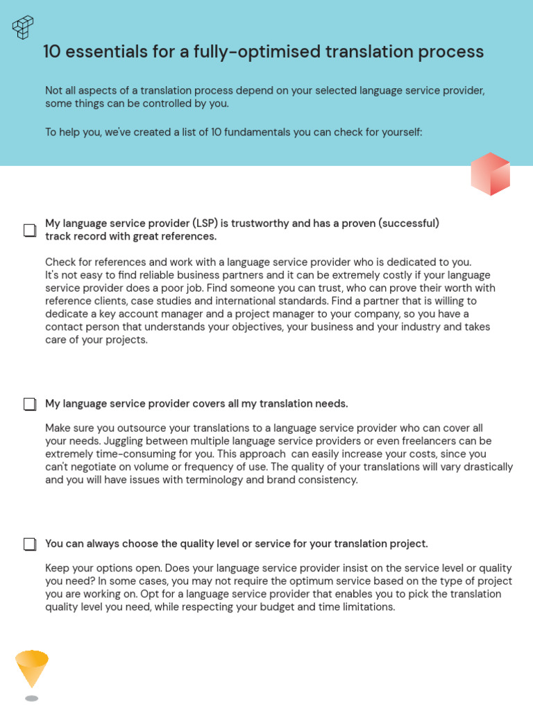 10 essentials fully optimised translation process | PDF