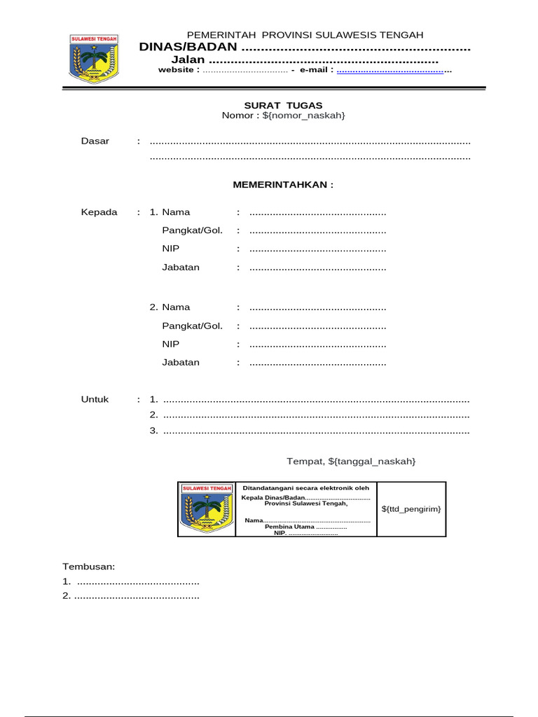 Tamplate Surat Tugs | PDF