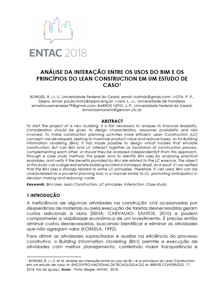 Artigo Uso Do BIM Lean Entac | PDF
