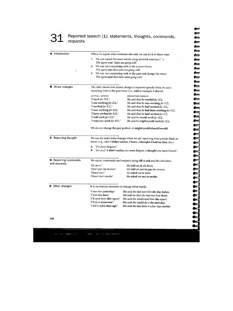 Reported Speech and Reporting Verbs, Grammar Notes | PDF