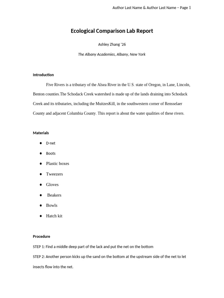 Ecological Comparison Lab | PDF