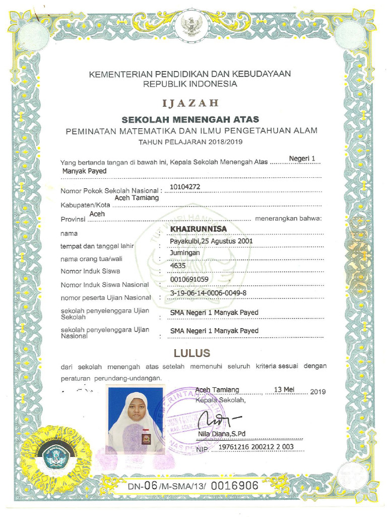 Ijazah SMA | PDF