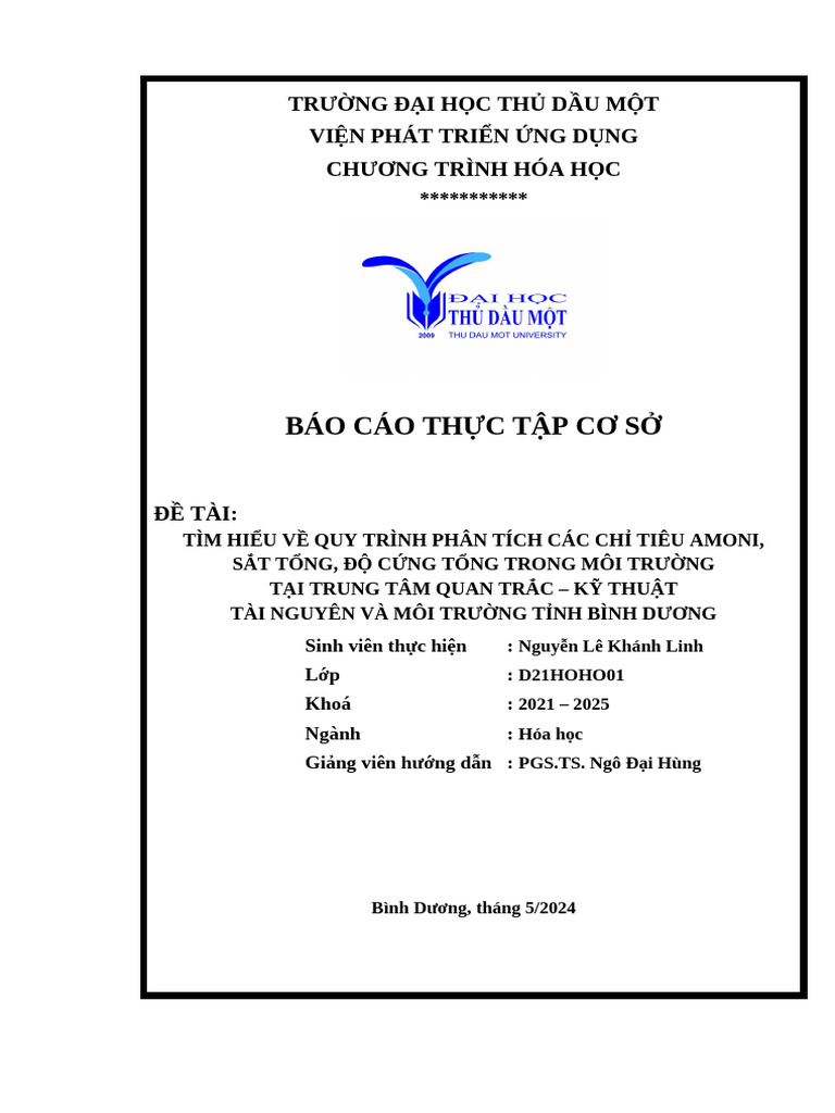 BÁO CÁO THỰC TẬP CƠ SỞ - NLKL | PDF