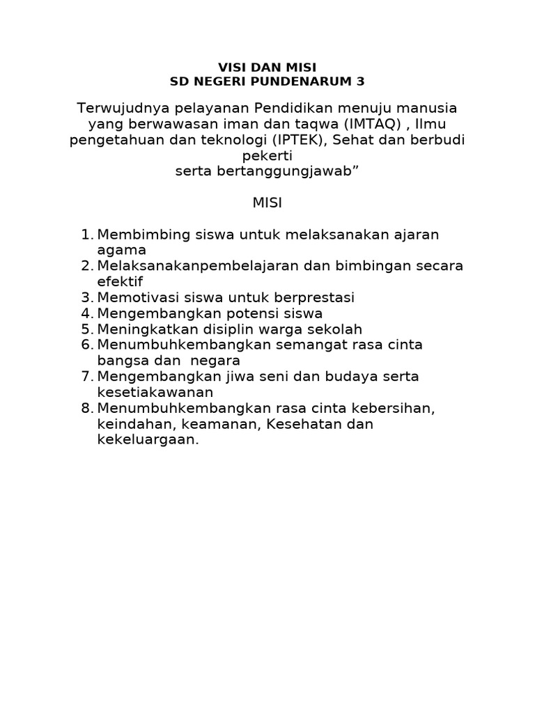 Visi Dan Misi | PDF