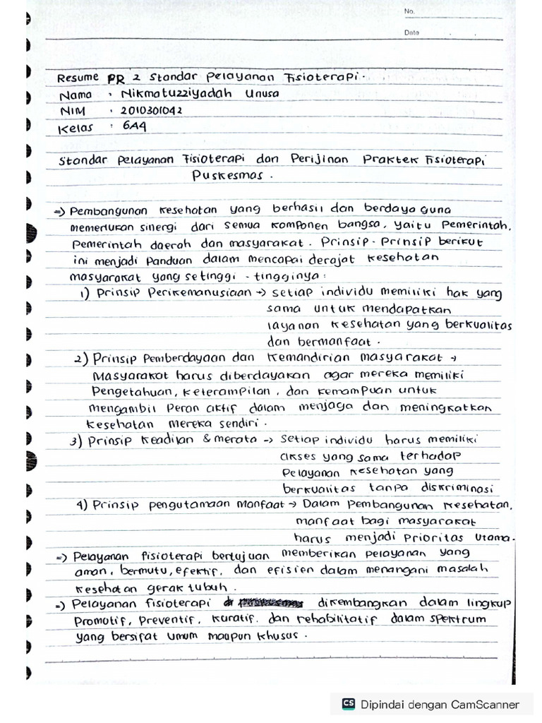 Resume Materi Standar Pelayanan Fisioterapi | PDF