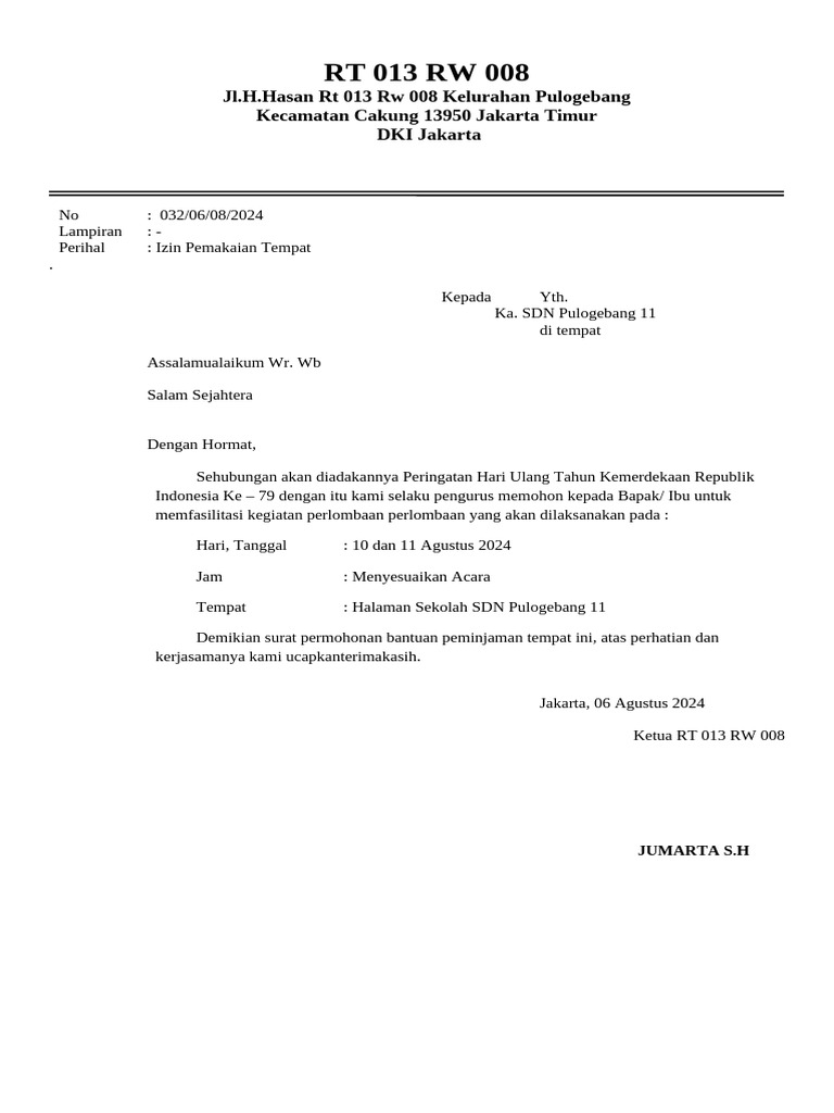 32 Surat Ijin Tempat Sekolah | PDF