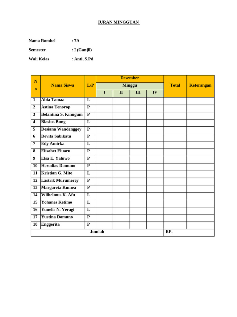 Iuran Mingguan | PDF