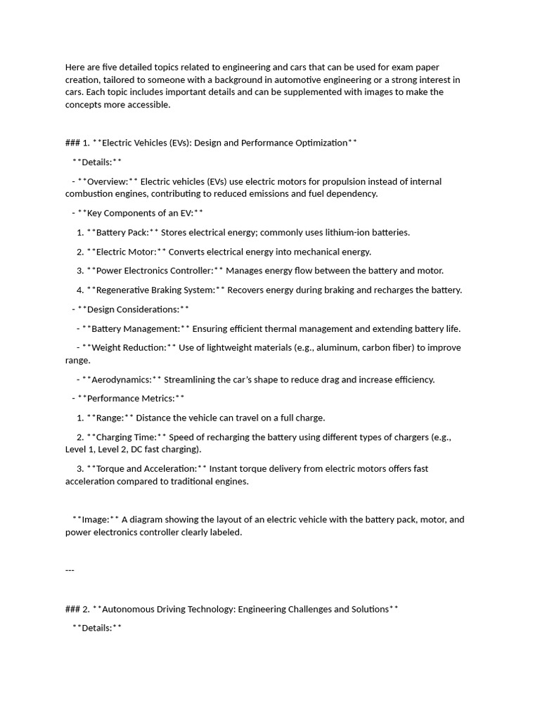 cars that can be used for exam paper creation | PDF