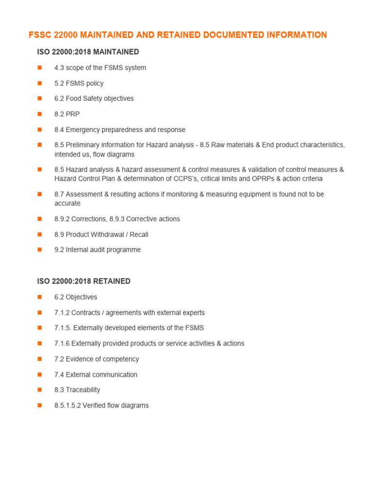 fssc-22000-v5-1-maintained-and-retained-information | PDF