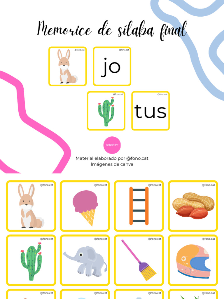 Memorice Sílaba Final | PDF