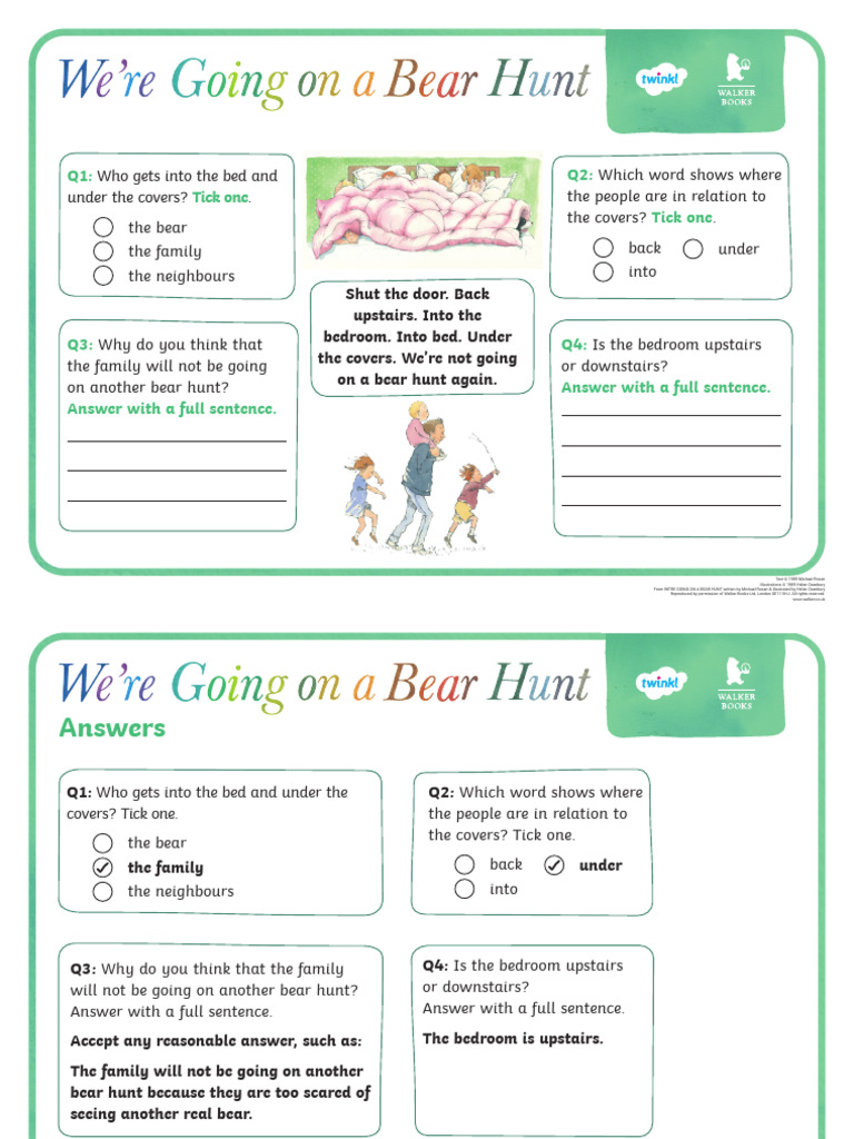 T e 2552902 Were Going On A Bear Hunt Reading Comprehension Mat - Ver ...