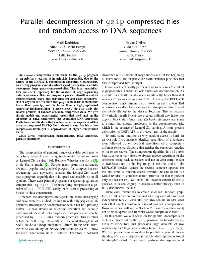 Parallel decompression | PDF