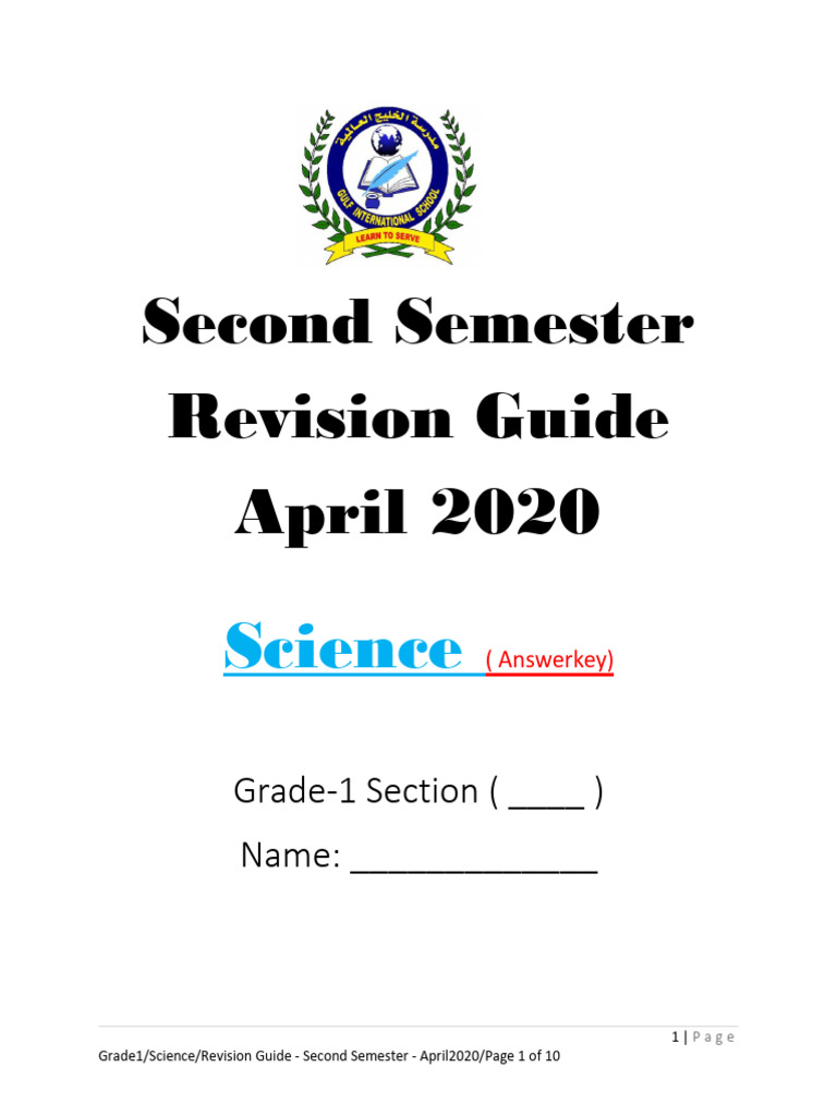 G1 Science - Revision Guide - Answer Key - Term 2 - 2024 | PDF