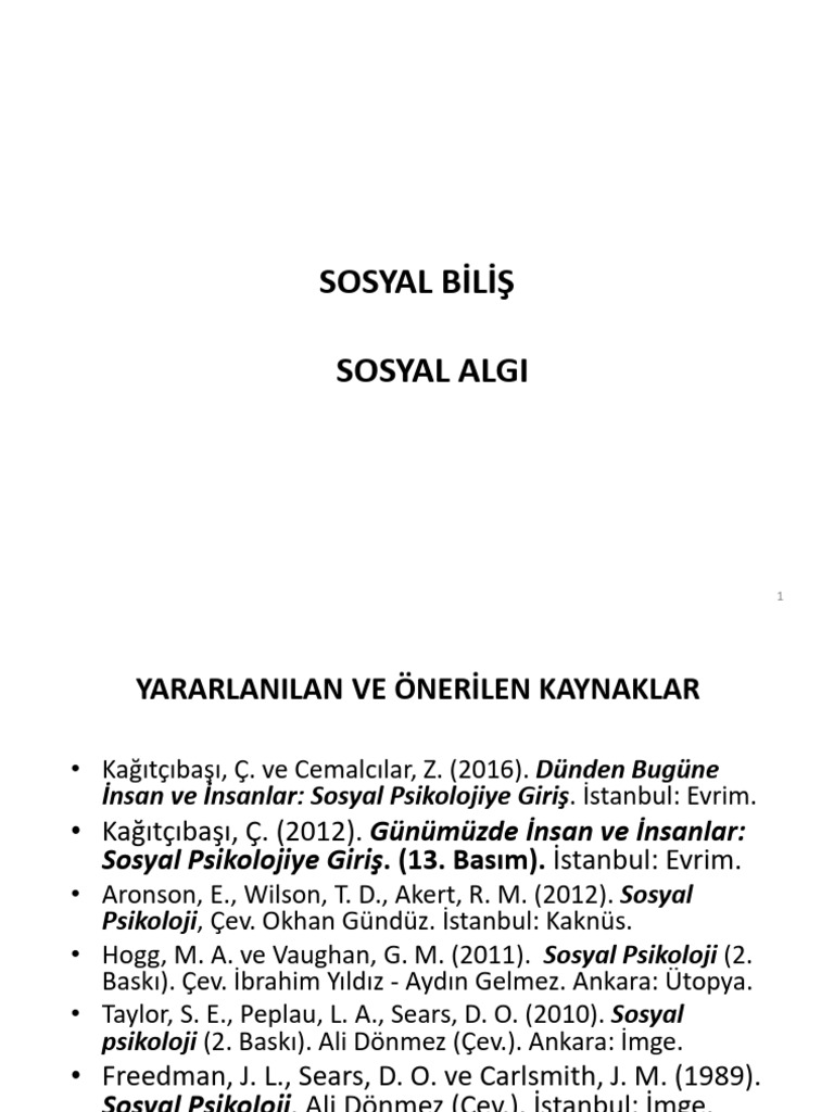 SOSYAL BİLİŞ (SOSYAL ALGI) - Son Ders Notları PDF | PDF