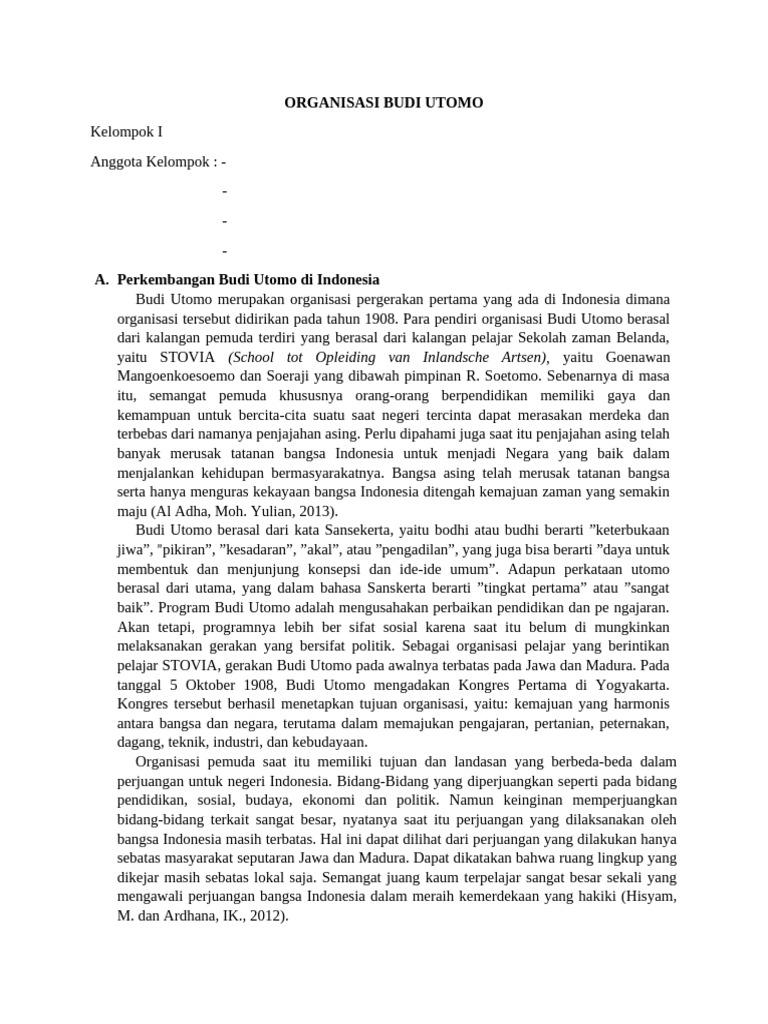 Organisasi Budi Utomo | PDF