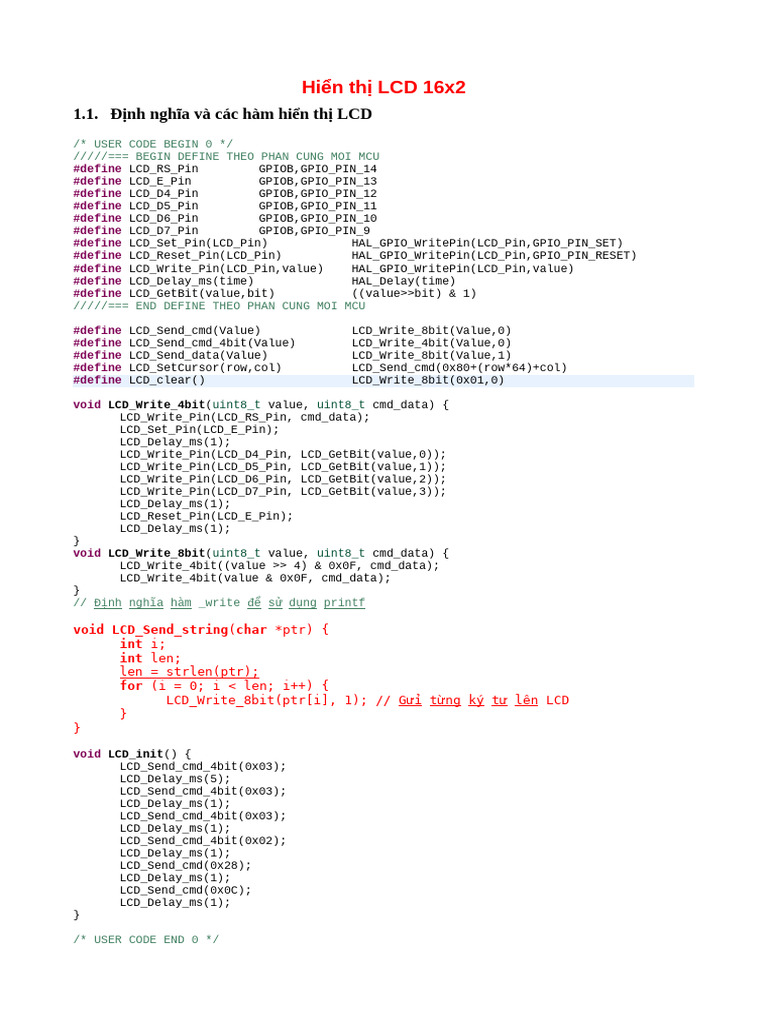 Hướng dẫn lập trình LCD | PDF
