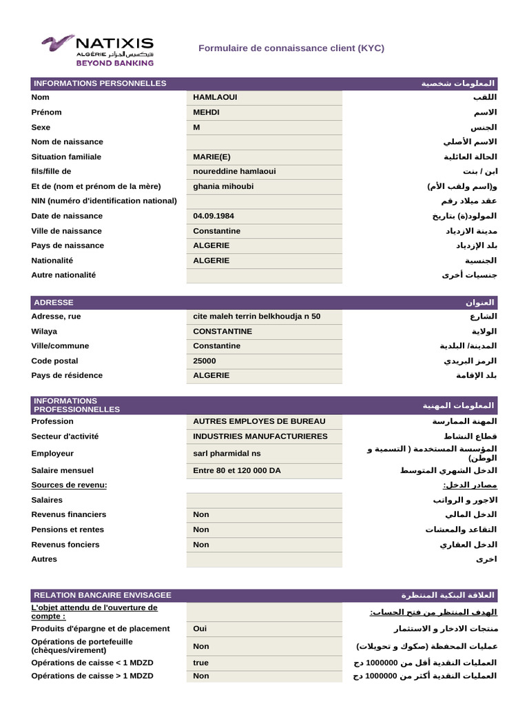 Formulaire Kyc | PDF