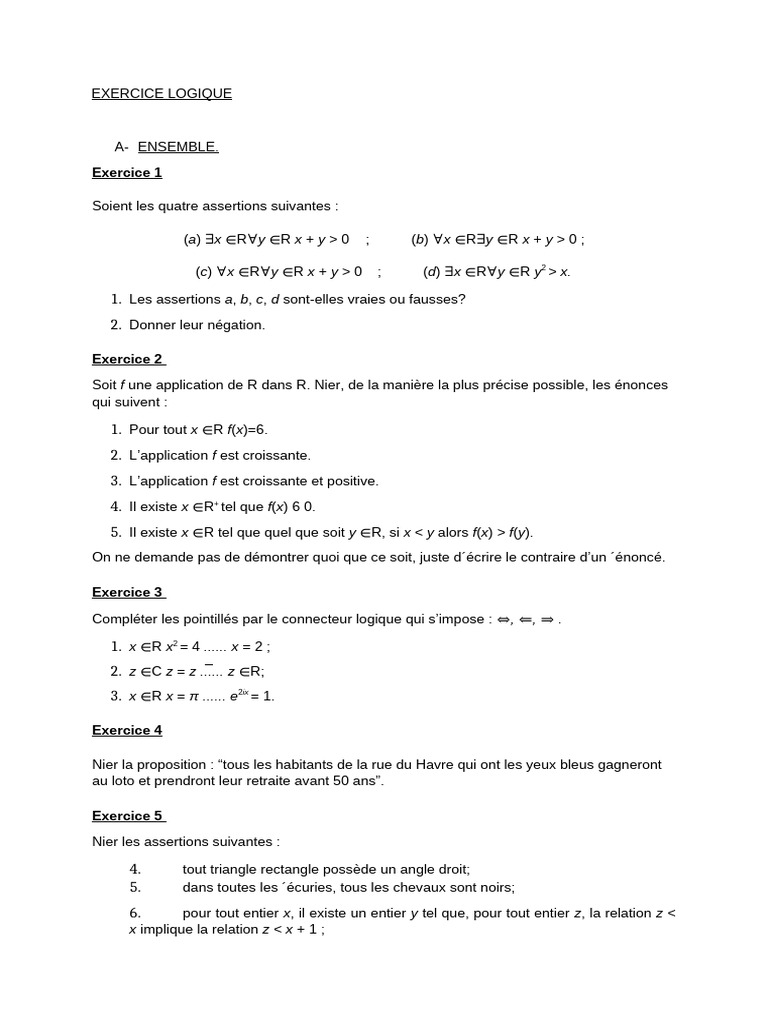EXERCICE LOGIQUE | PDF
