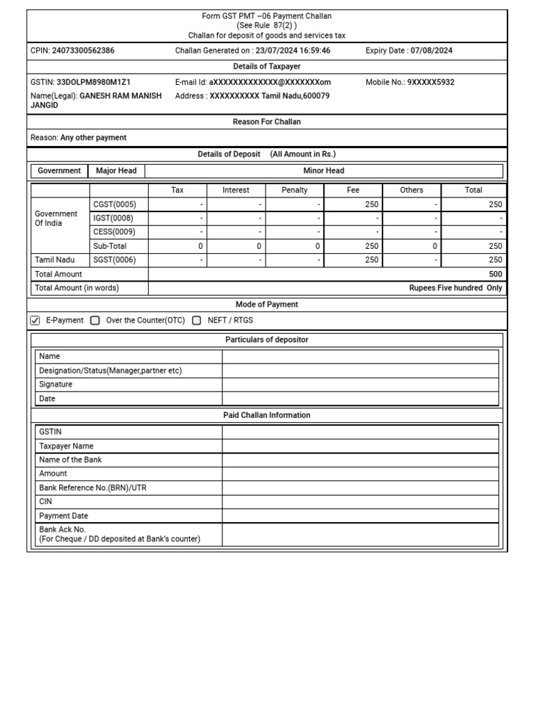GST Challan | PDF