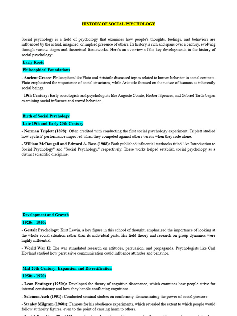 U1 - 2. History of Social Psychology | PDF