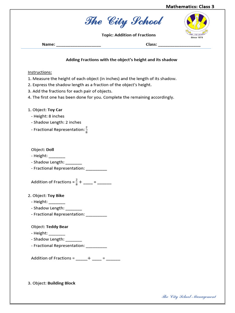Addition of Fractions | PDF