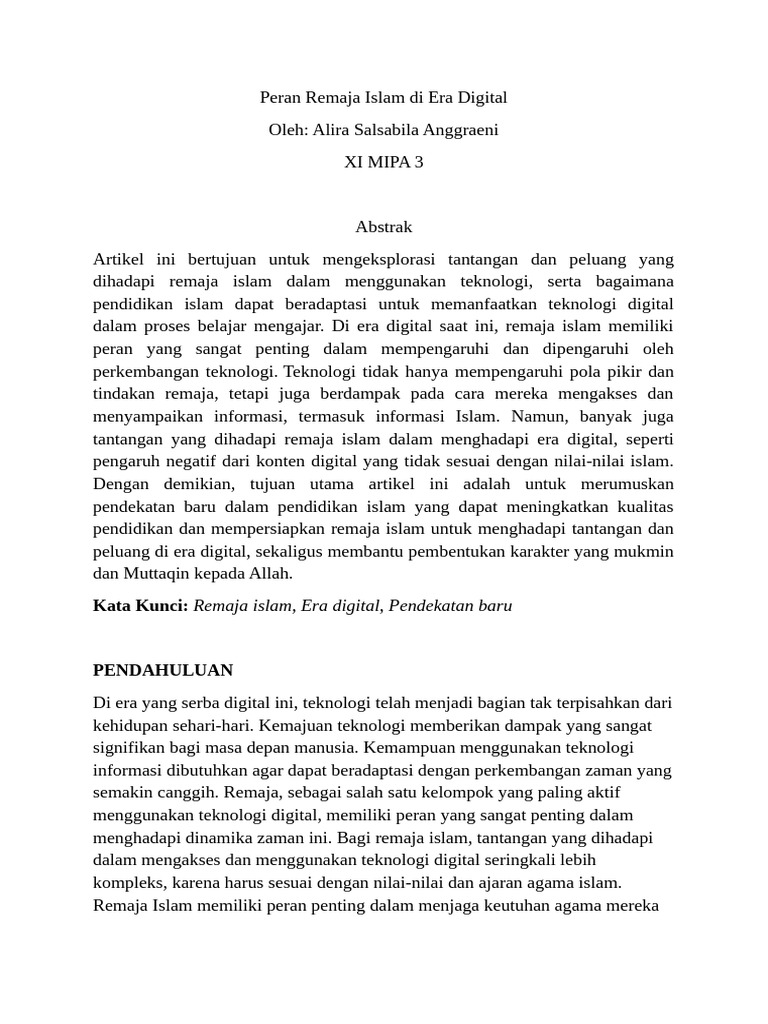 Peran Remaja Islam Di Era Digital | PDF